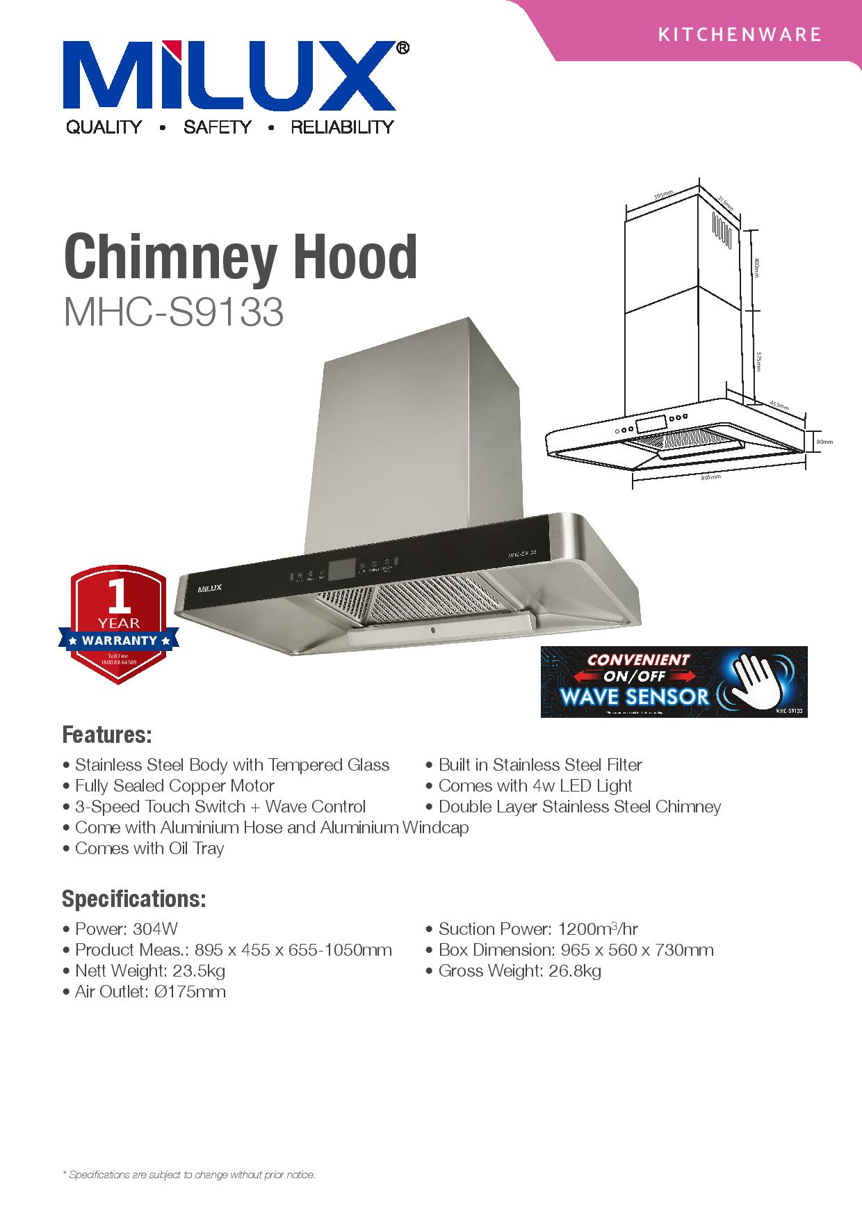 Milux Wave Cooker Hood - Wholesaler - Milux Sales & Services