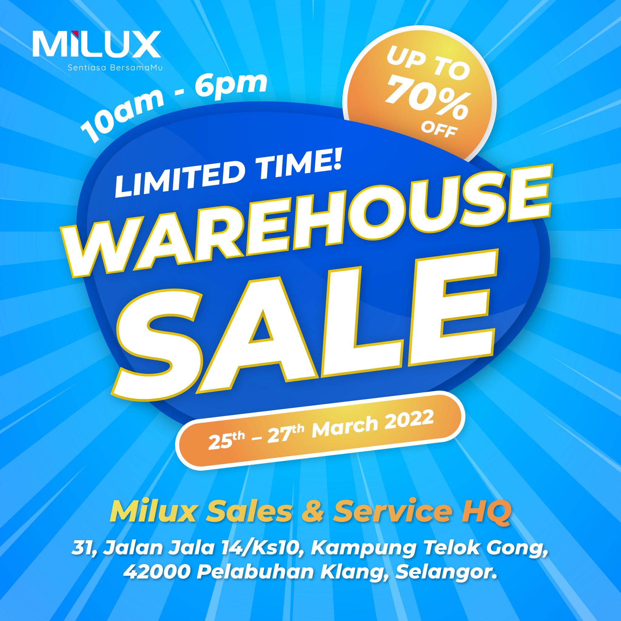 Milux Warehouse Sale 2022 - Milux